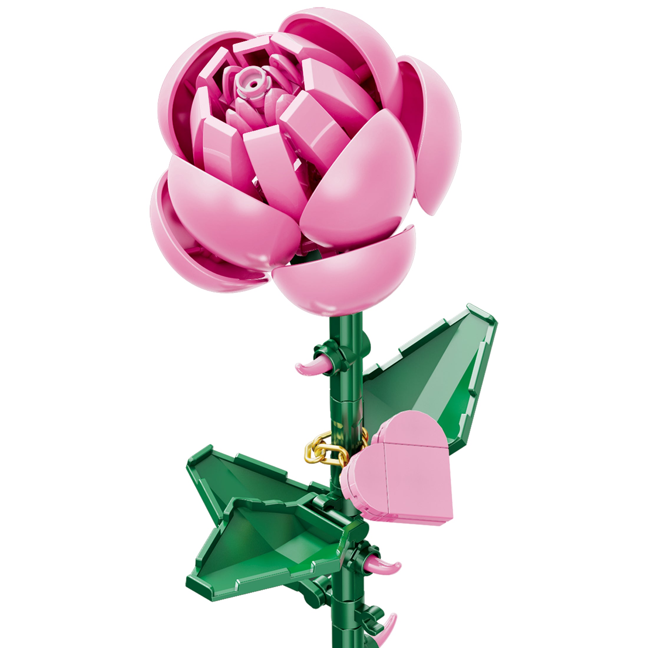 Bricktanicals Pink Long Stem Rose Brick Building Set – 102 Piece Kit ...