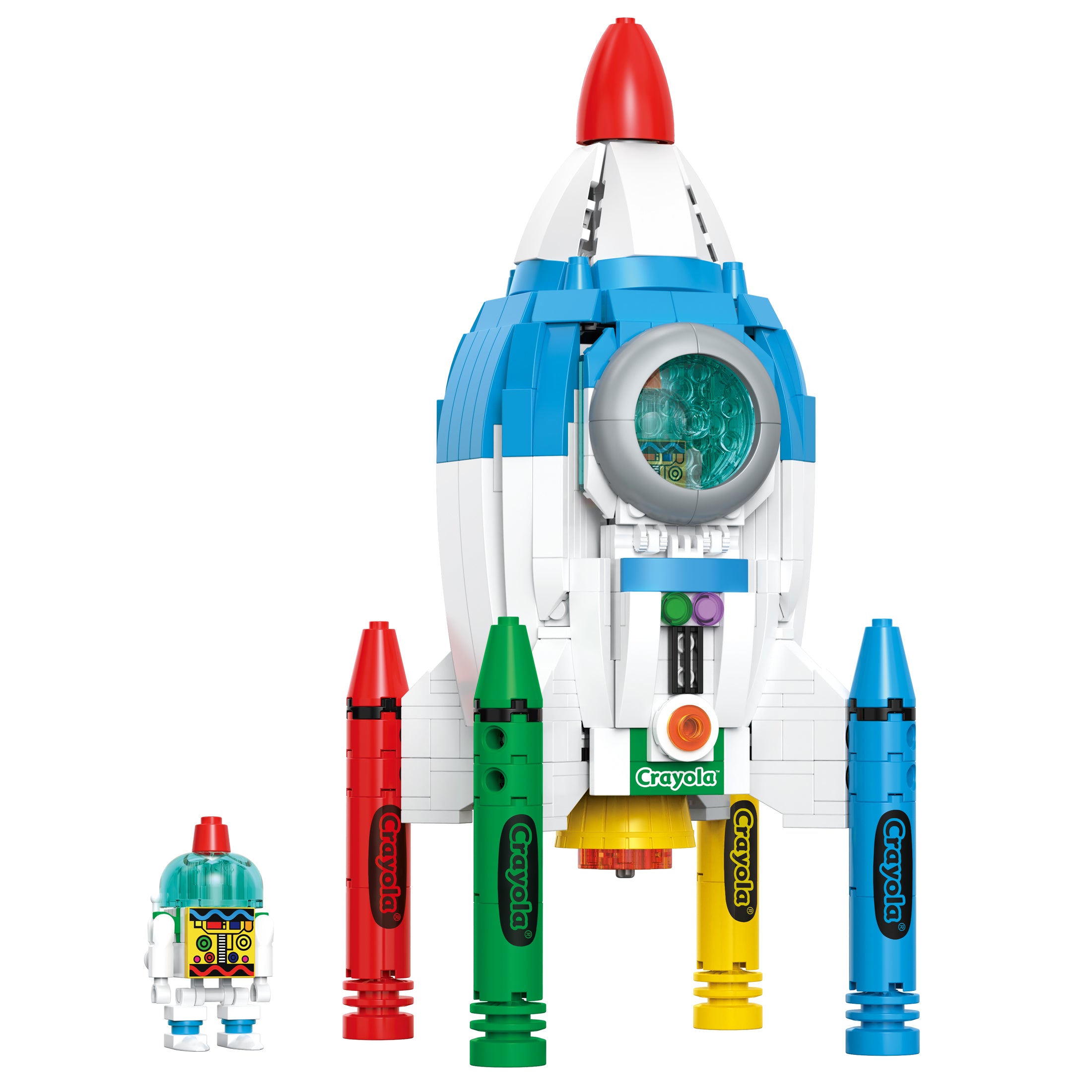 Brickcraft x Crayola Rocketship Brick Building Set – 543 Piece Kit