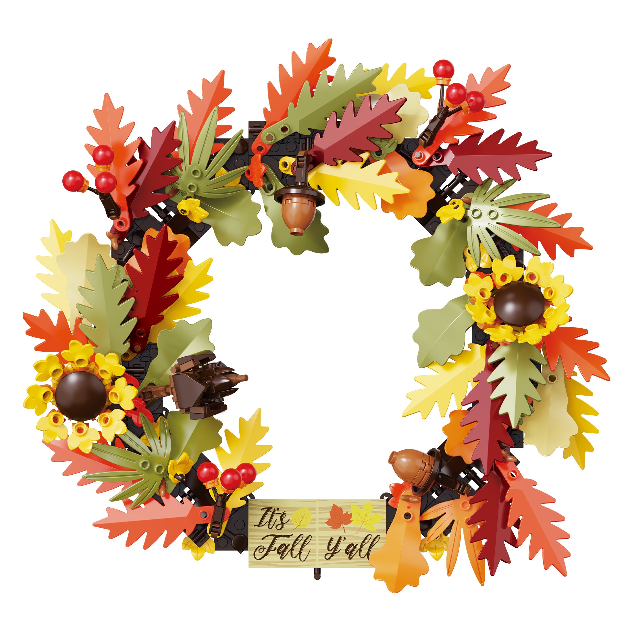 Fall Harvest Wreath Brick Building Kit – 387-Piece Set – Brickcraft